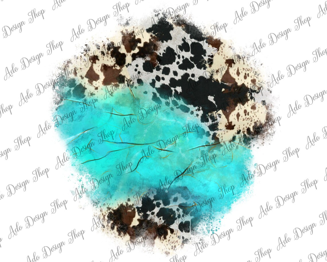 Turquoise Cowhide Western Png Patch Bundle Design Western - Etsy
