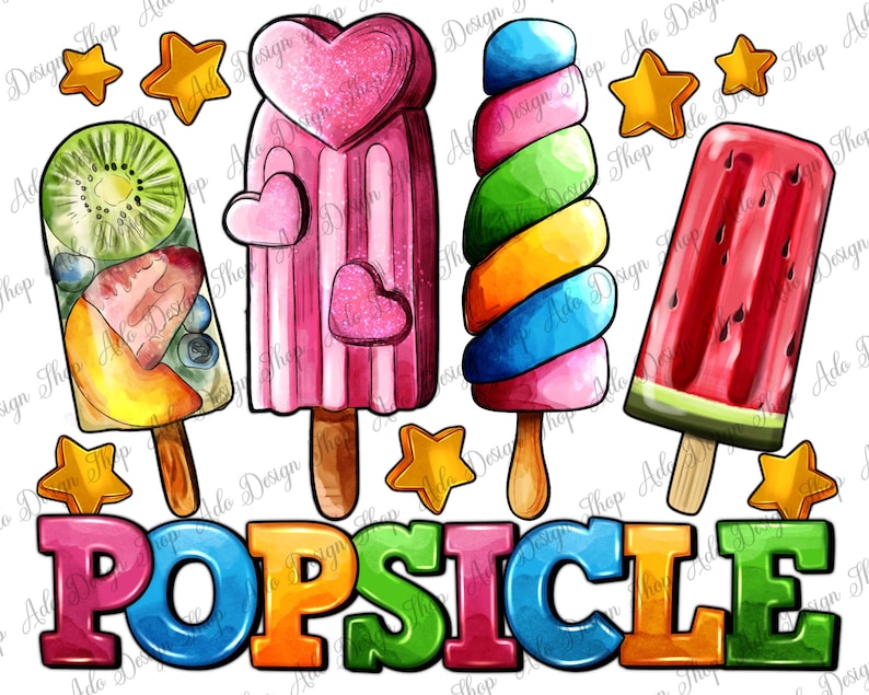 Popsicle With Stars Png Sublimation Design, Popsicle With Stars Png ...