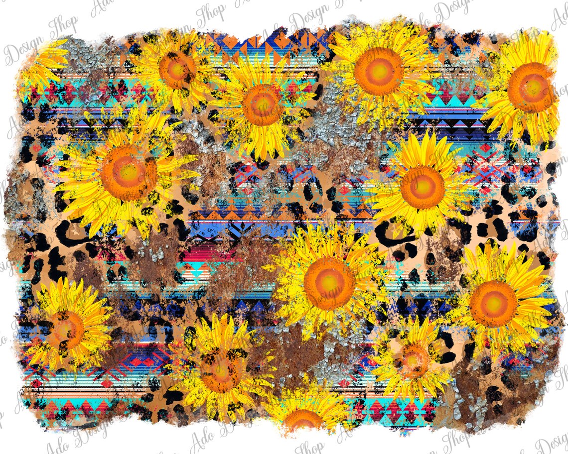 Aztec Sunflower Leopard Distressed Png Background, Sunflower Background ...