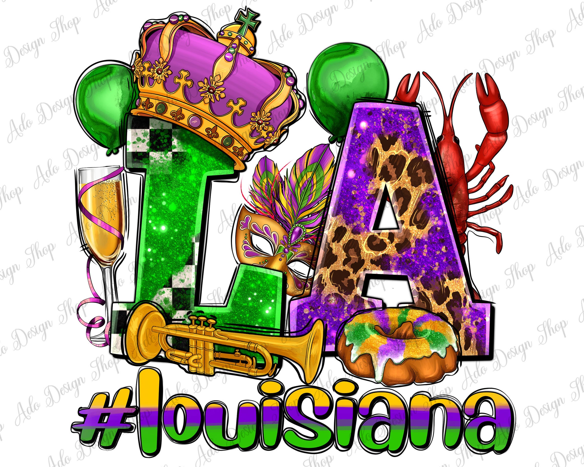 LA Louisiana Mardi Gras Png Sublimation Design Download, Happy Mardi ...