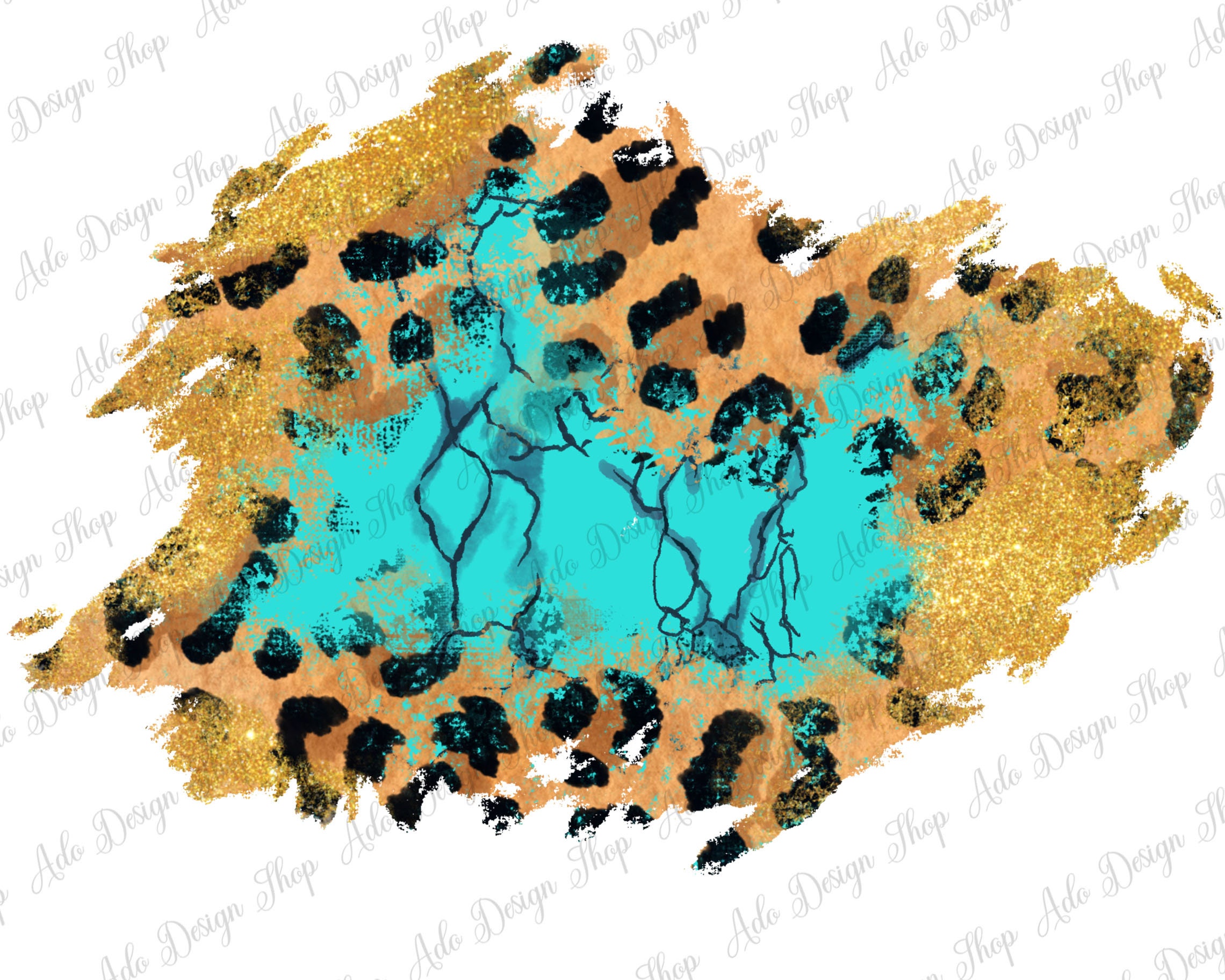Glitter Leopard Turquoise Patch Png,western Patch Bundle,western Patch ...