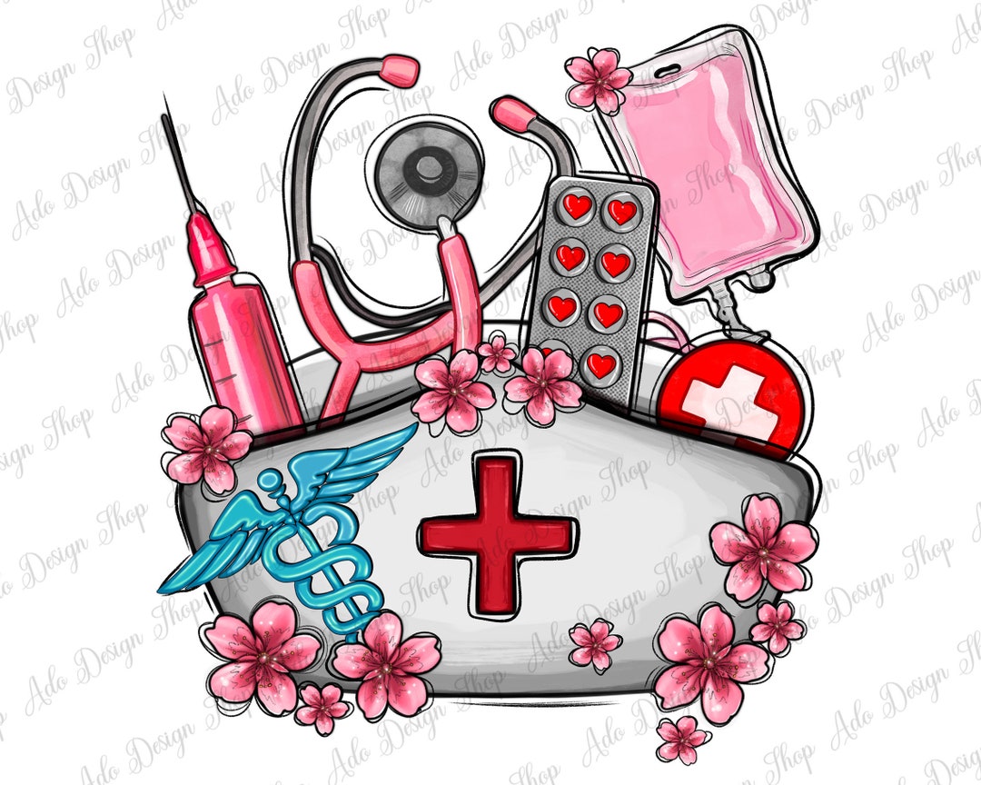 Nurse Hat and Elements Png Sublimation Design, Nurse Life Png, Nurse ...