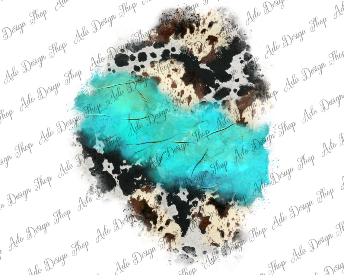 Turquoise Cowhide Western Png Patch Bundle Design Western - Etsy
