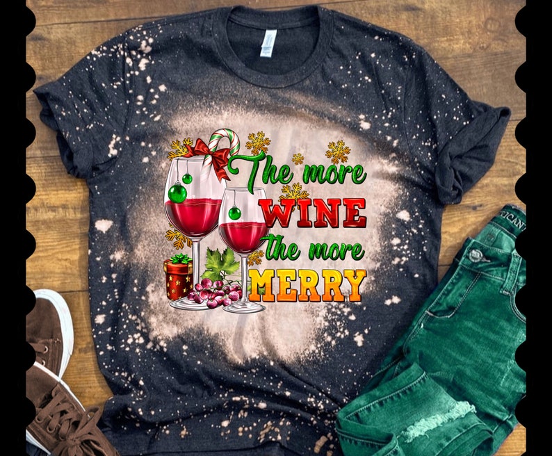 The More Wine the More Merry Png Sublimation Design, Christmas Wine Png ...