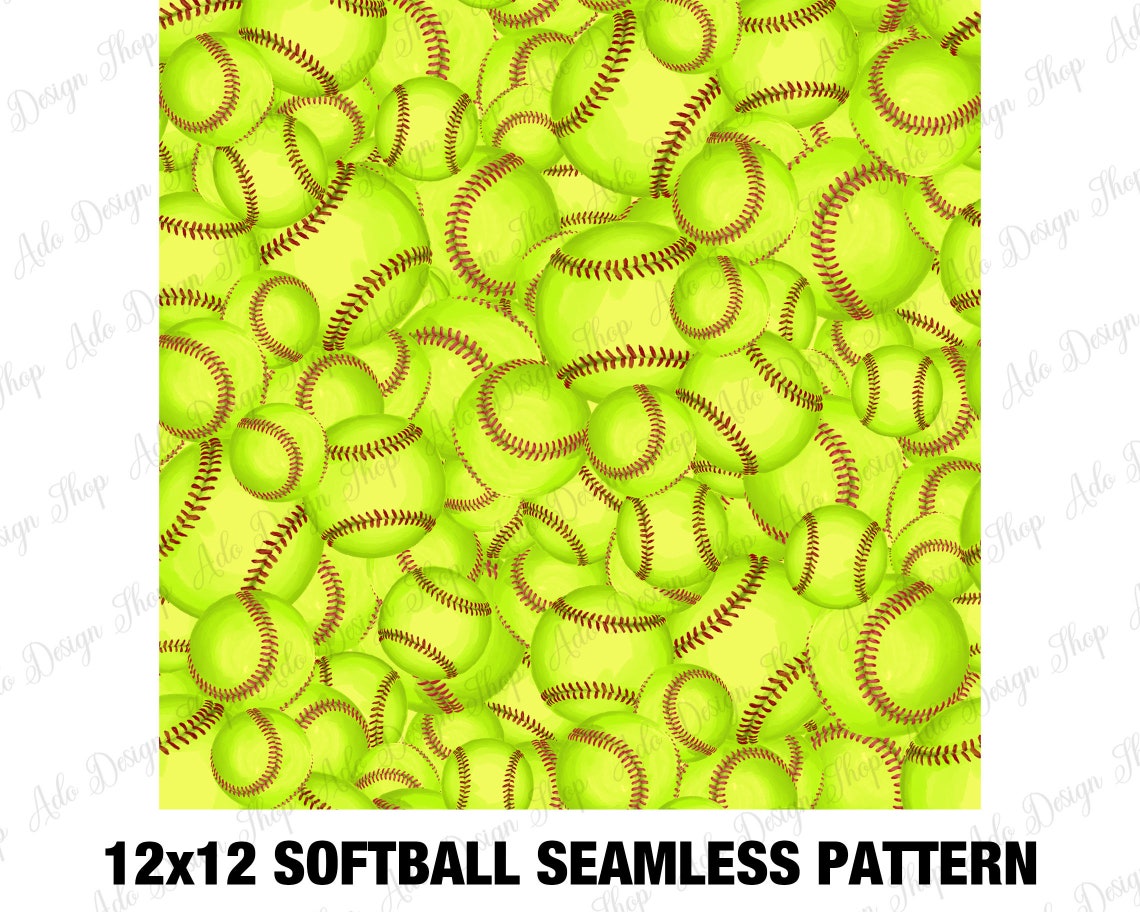 Softball Seamless Pattern Sports Clipart Seamless Pattern - Etsy