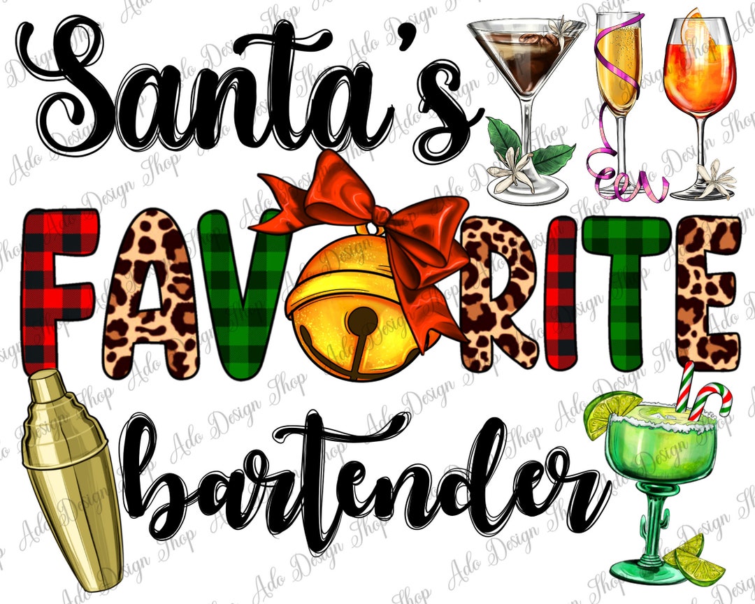 Santa's Favorite Bartender Png Sublimation Design, Merry Christmas Png ...