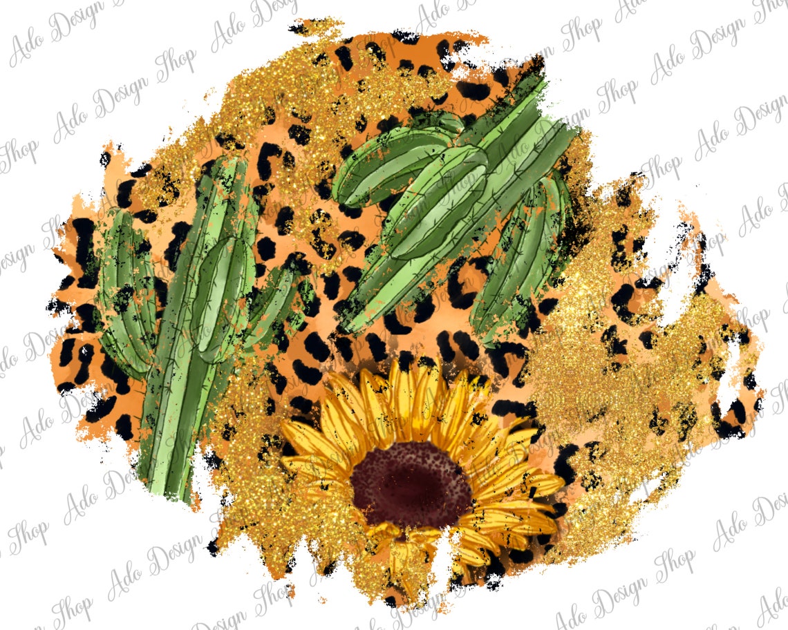 Sunflower Cactus Leopard Patch Png Western Patch Bundle - Etsy