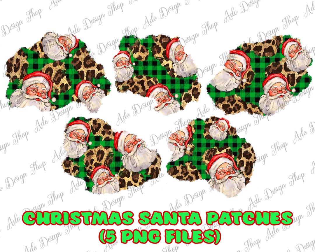 Christmas Santa Claus Leopard Patch Bundle Png Design, Christmas ...