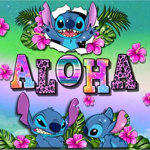 Aloha Stitch 20 Oz Skinny Tumbler Png Sublimation Design Download ...