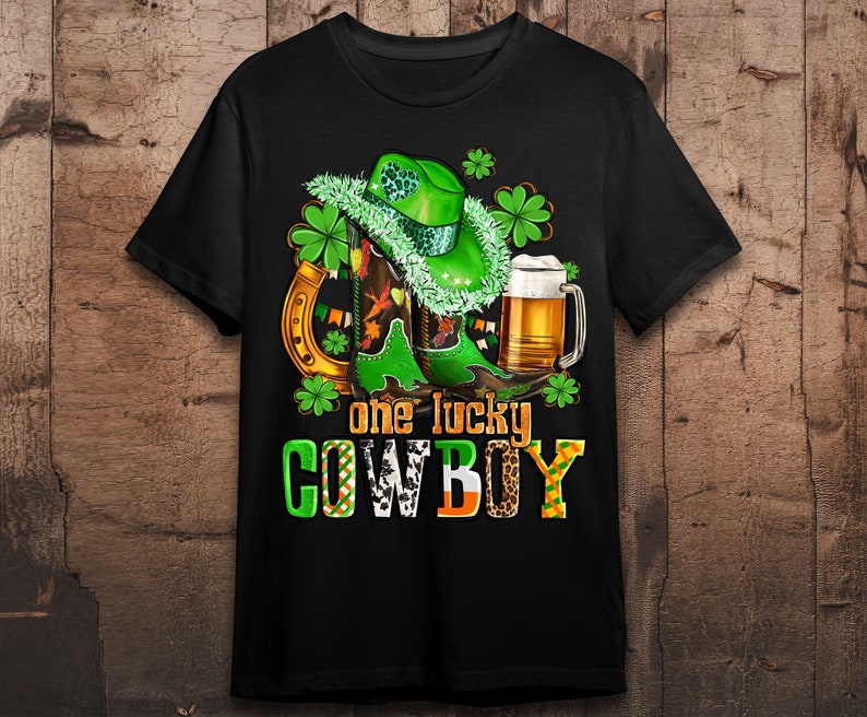 One Lucky Cowboy With Hat and Boots Png Sublimation Design, St. Patrick ...