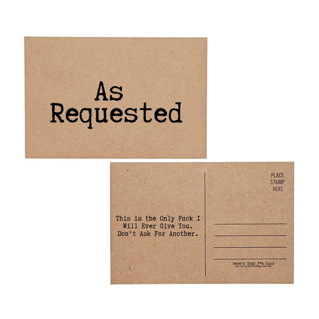 Rude Adult Humor Postcard | the Only Fuck I’ll Ever Give You | Funny ...