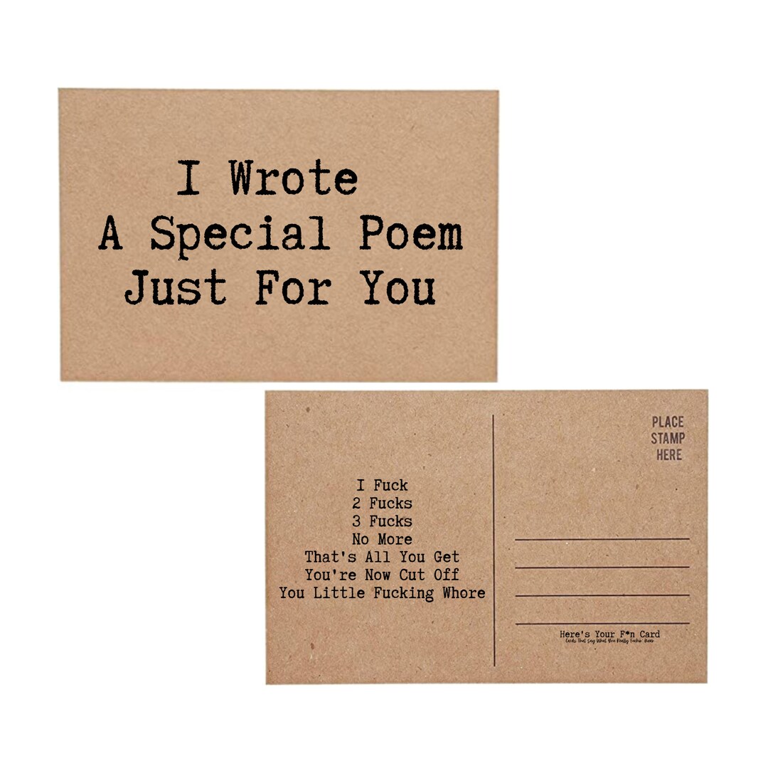 Sarcastic Adult Humor Postcard | I Wrote A Special Poem | You’re Now ...
