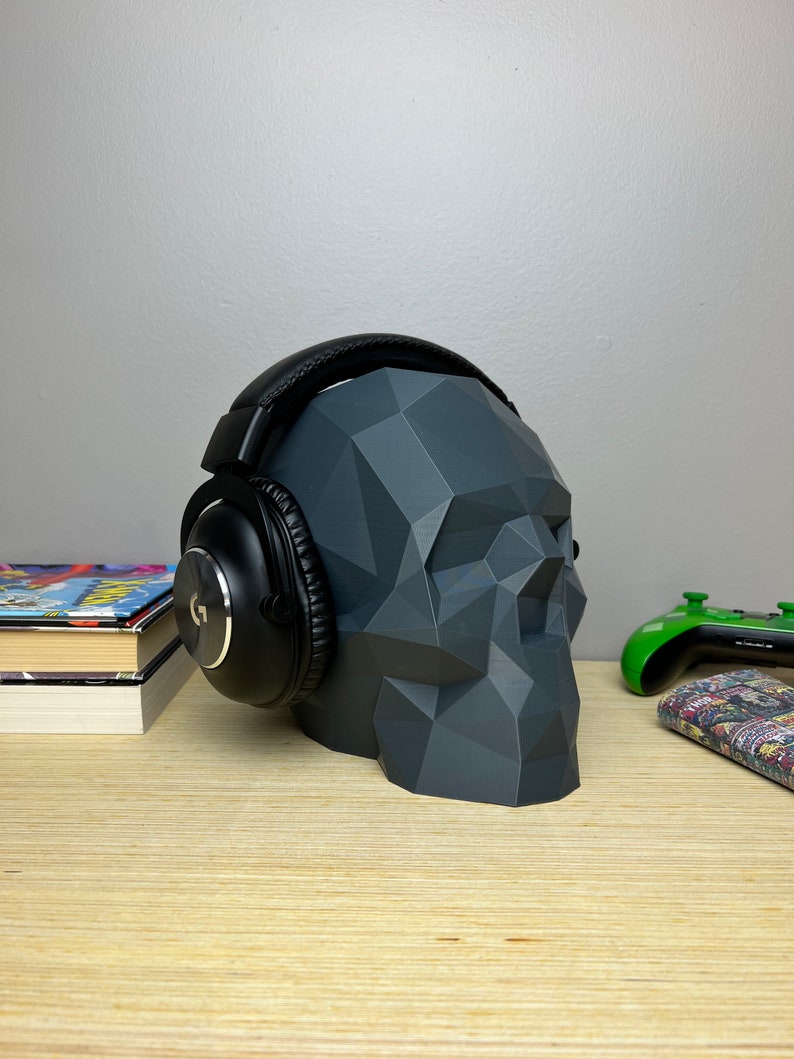 Low Poly Skull Headphone Stand Headphone Holder Room Decor | Etsy