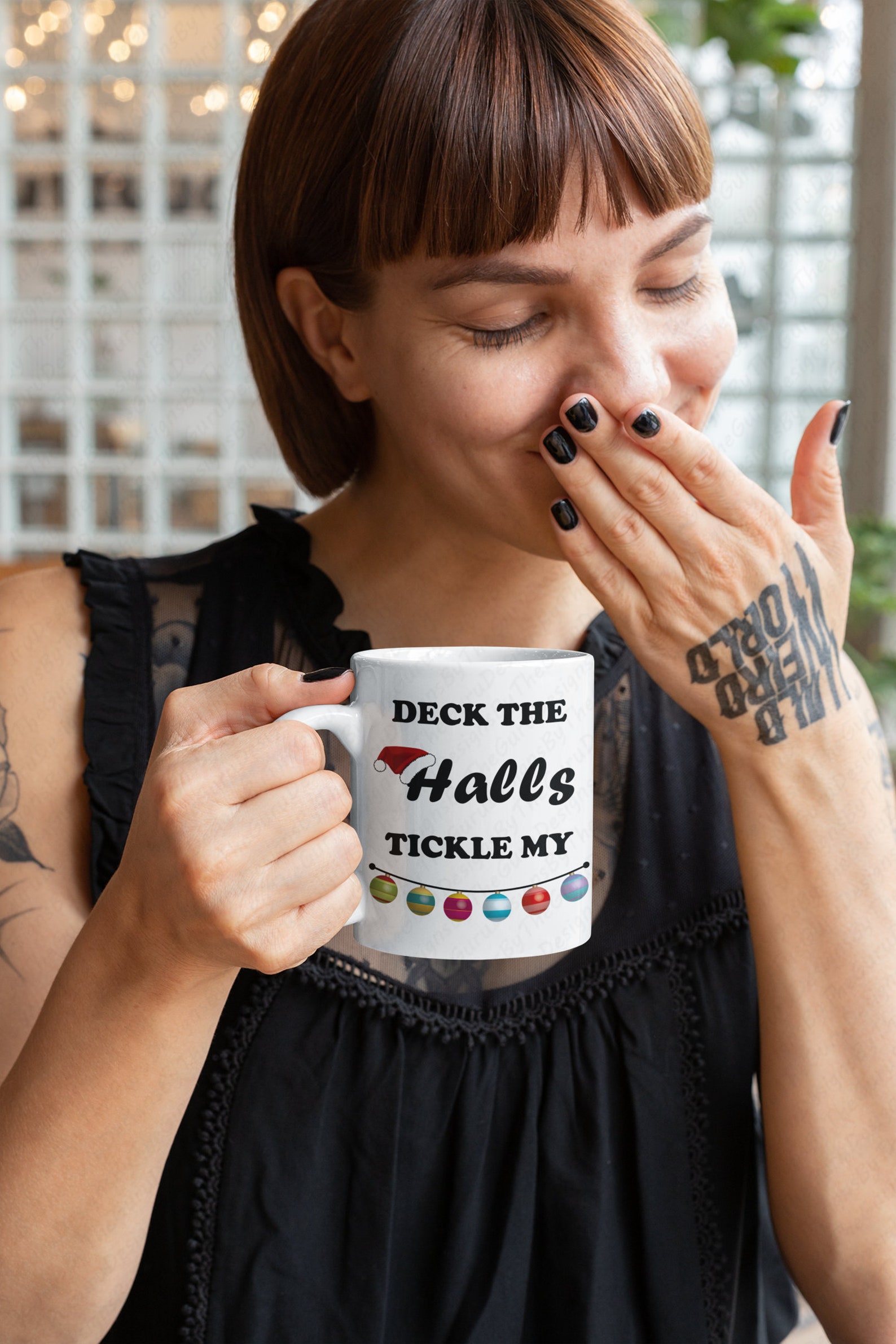Deck the Halls Tickle My Balls Funny Christmas Coffee Mug, Sarcastic ...