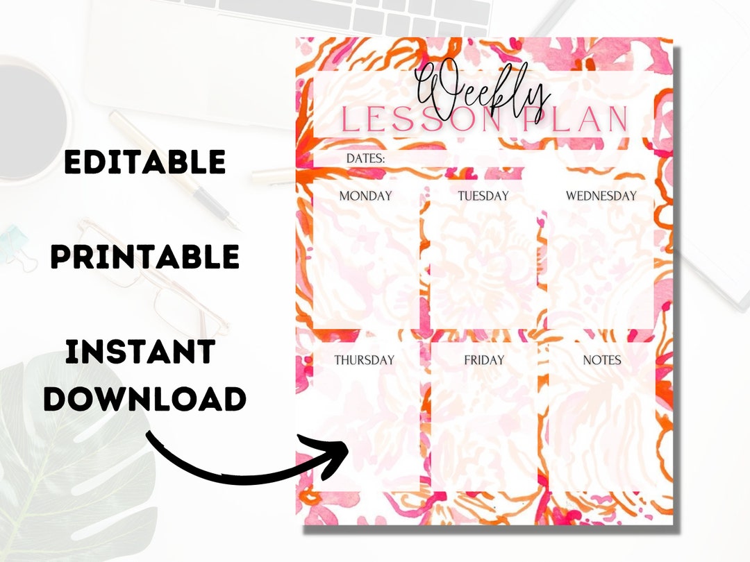 Editable Weekly Lesson Plan Template: Teacher Classroom Planner ...