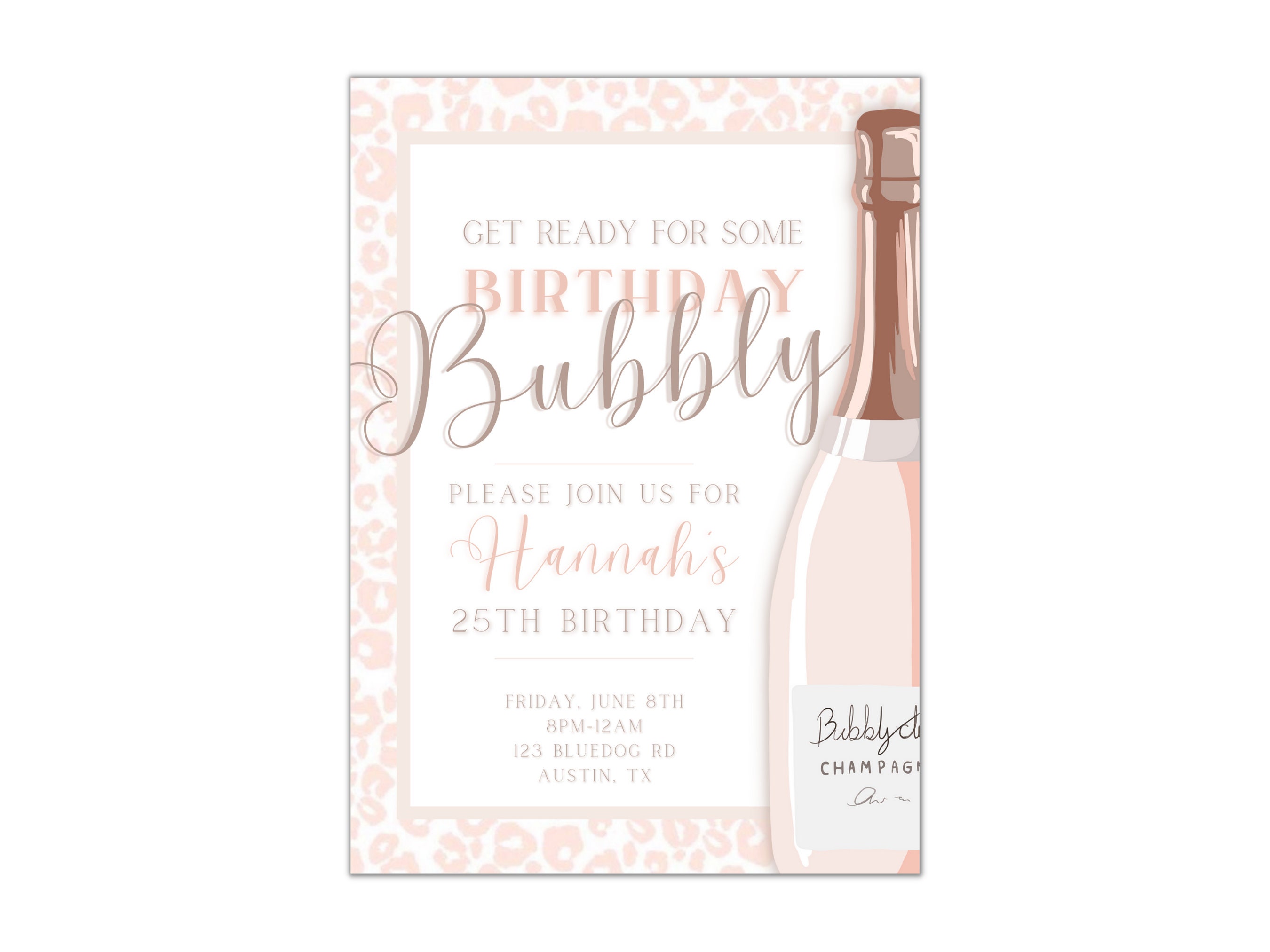 Pink Champagne Birthday Invitation Template Pop the Bubbly - Etsy
