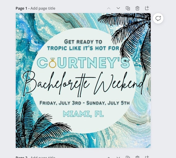 Paper Bachelorette / Birthday Beach Themed Party Invitation Template ...