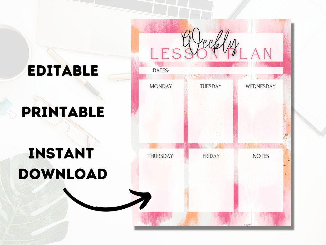 Weekly Lesson Plan Template - Teacher Lesson Plan - Editable - Digital ...