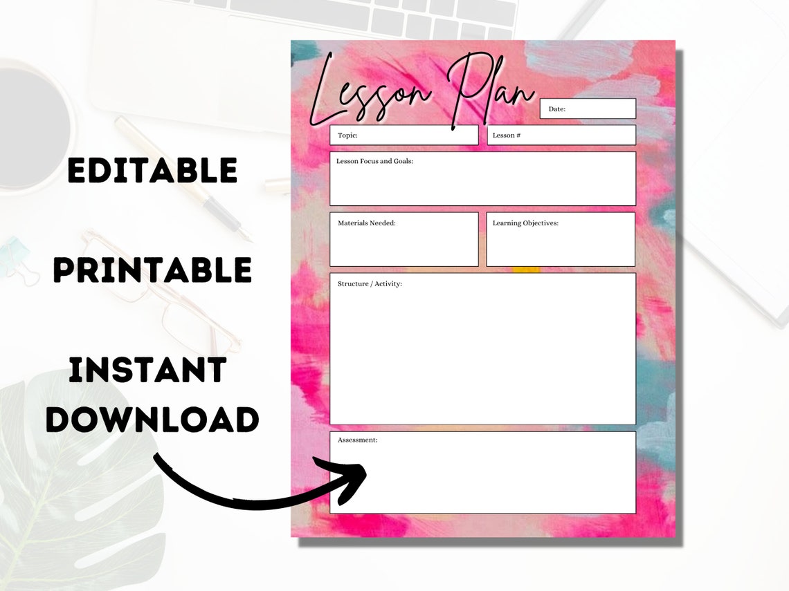 Daily Lesson Plan Template Teacher Lesson Plan Editable Digital Instant ...