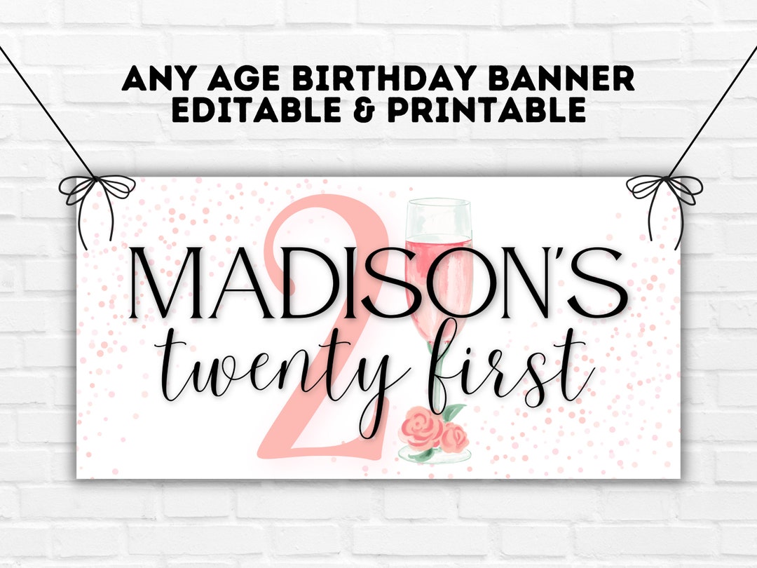 Twenty First Birthday Banner - Preppy 21 Banner - 21st Birthday ...