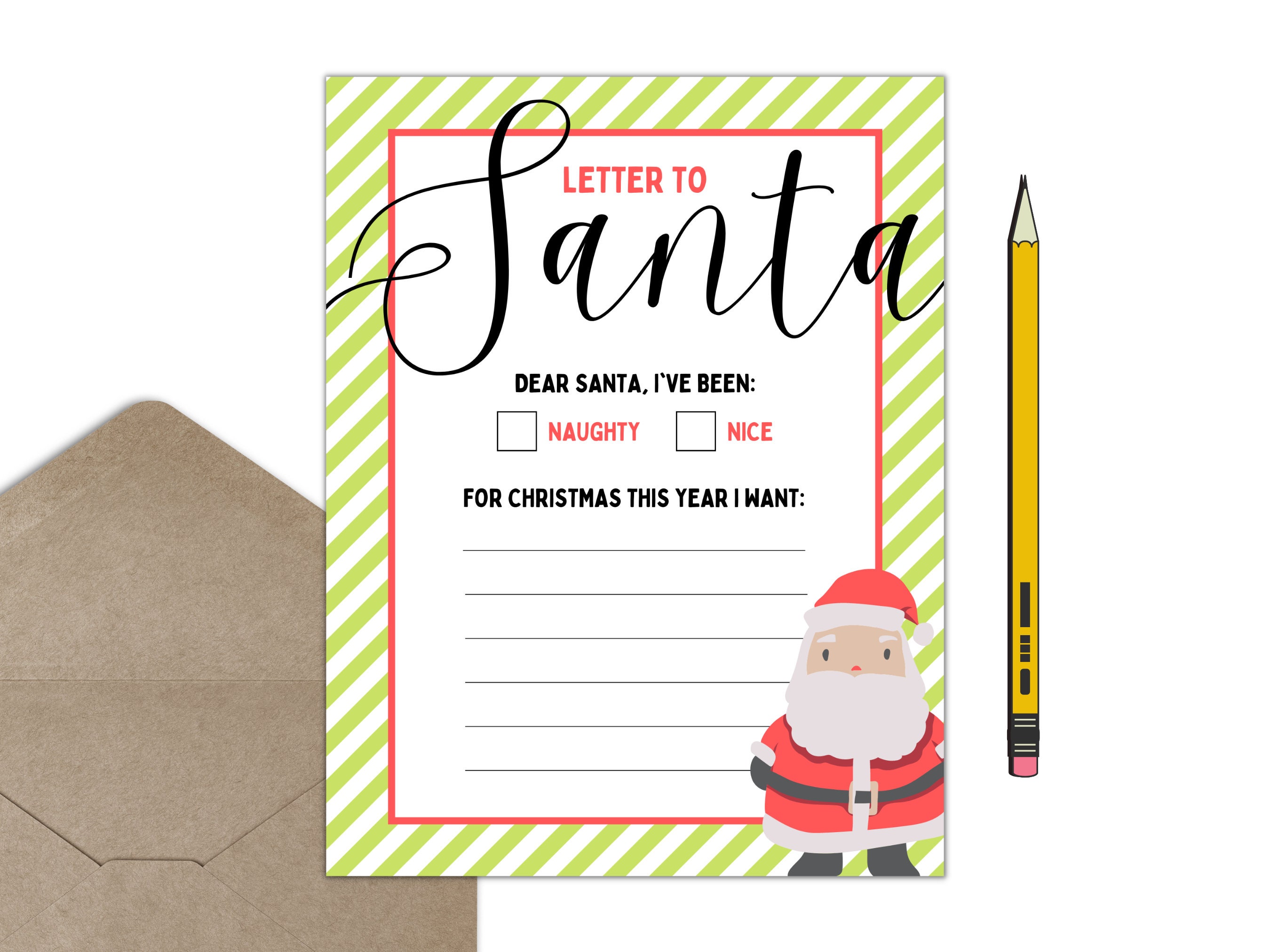 Plantilla de Carta a Santa Escribiendo a Santa Claus - Etsy México