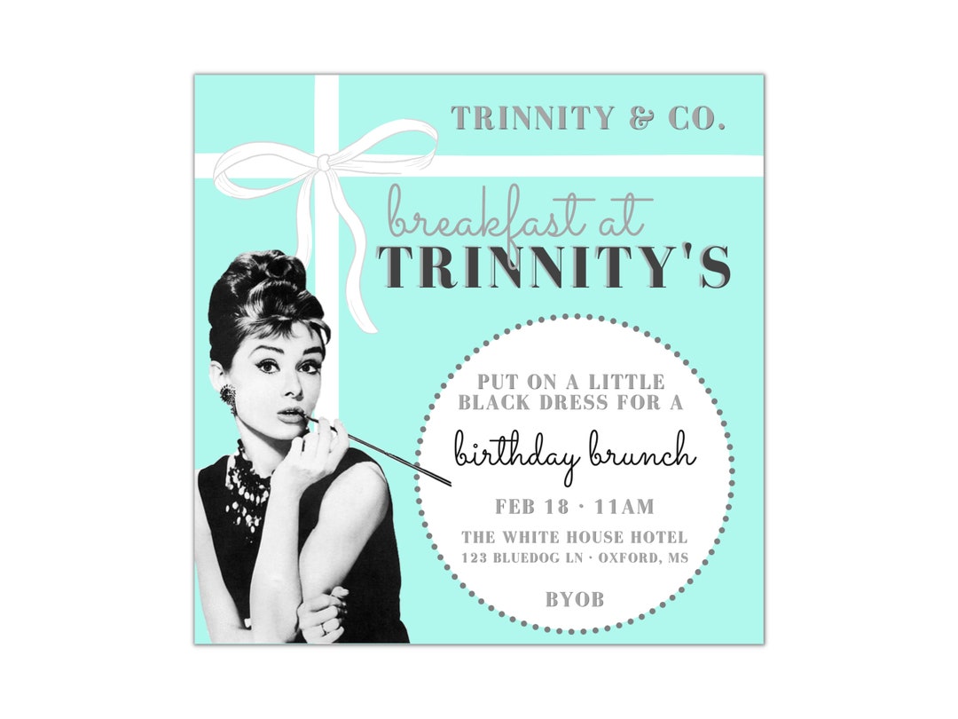 Breakfast at Tiffany's Birthday Brunch Invitation Template (canva) - Etsy