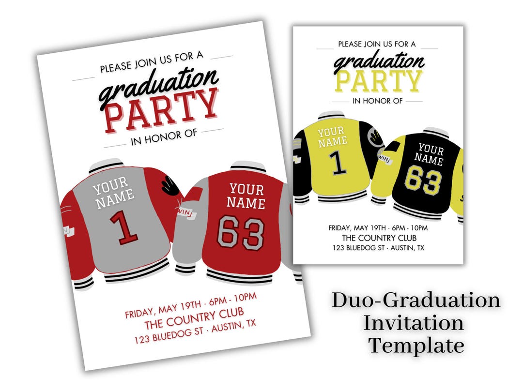 Sports Graduation Invitation Template: Varsity Jacket Design (digital ...