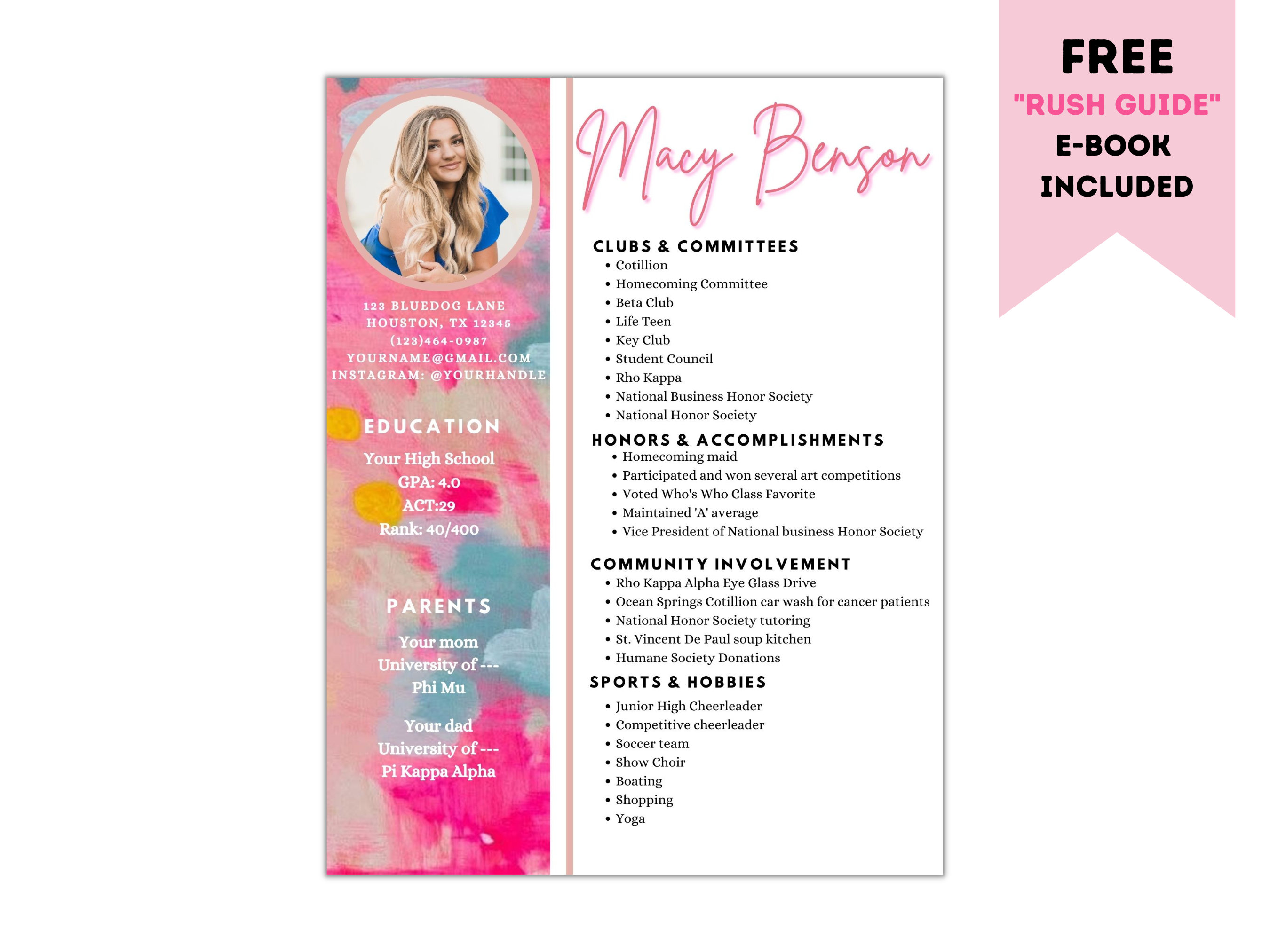 personal-resume-for-sorority-example