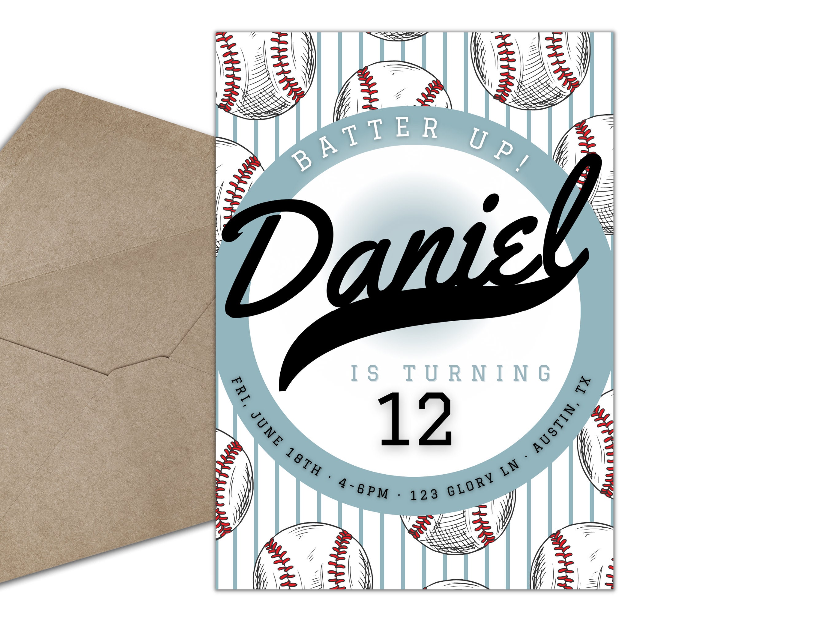 Editable Baseball Invitation Baseball Birthday Invitation - Etsy