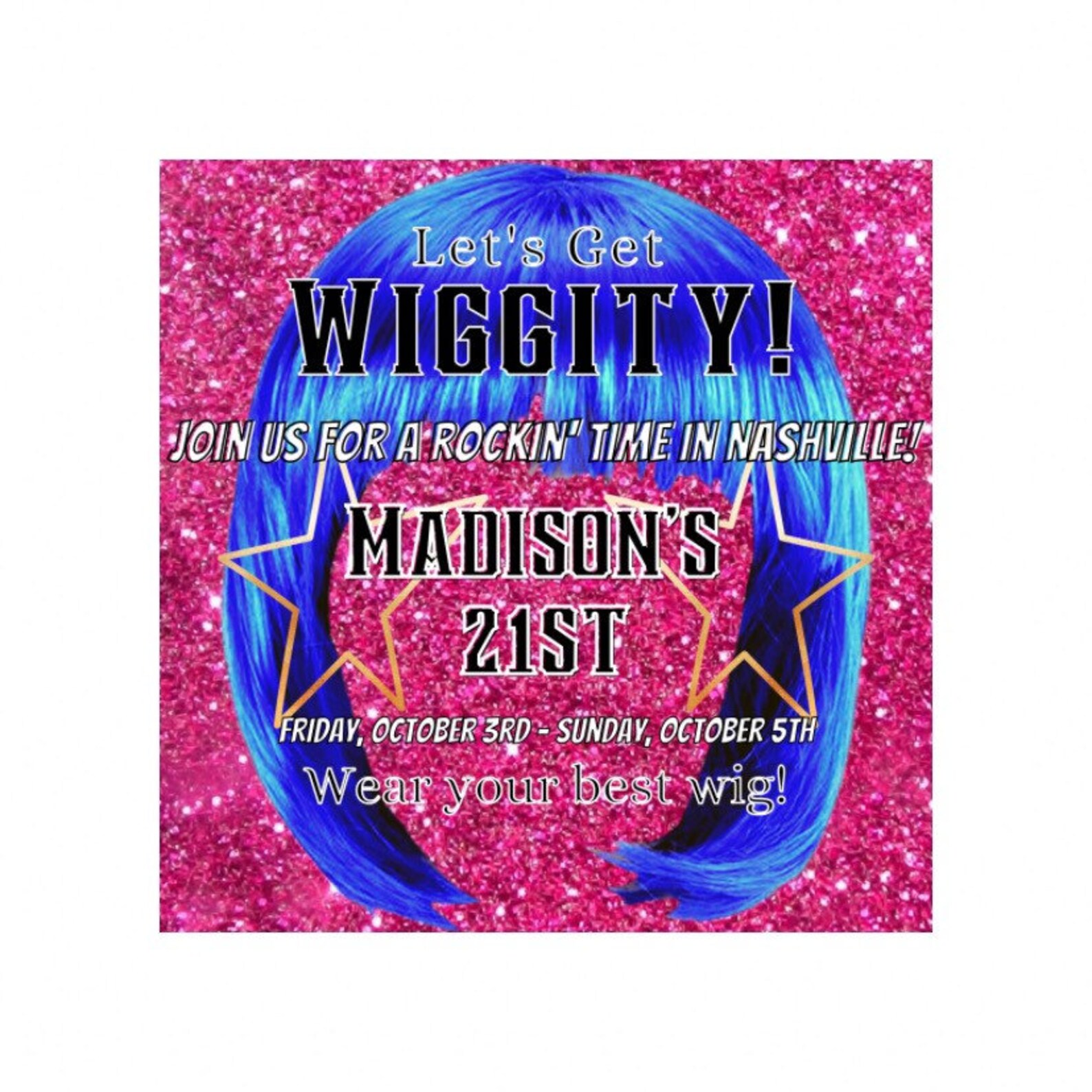 Wig Party Invitation Editable Template Etsy sterreich