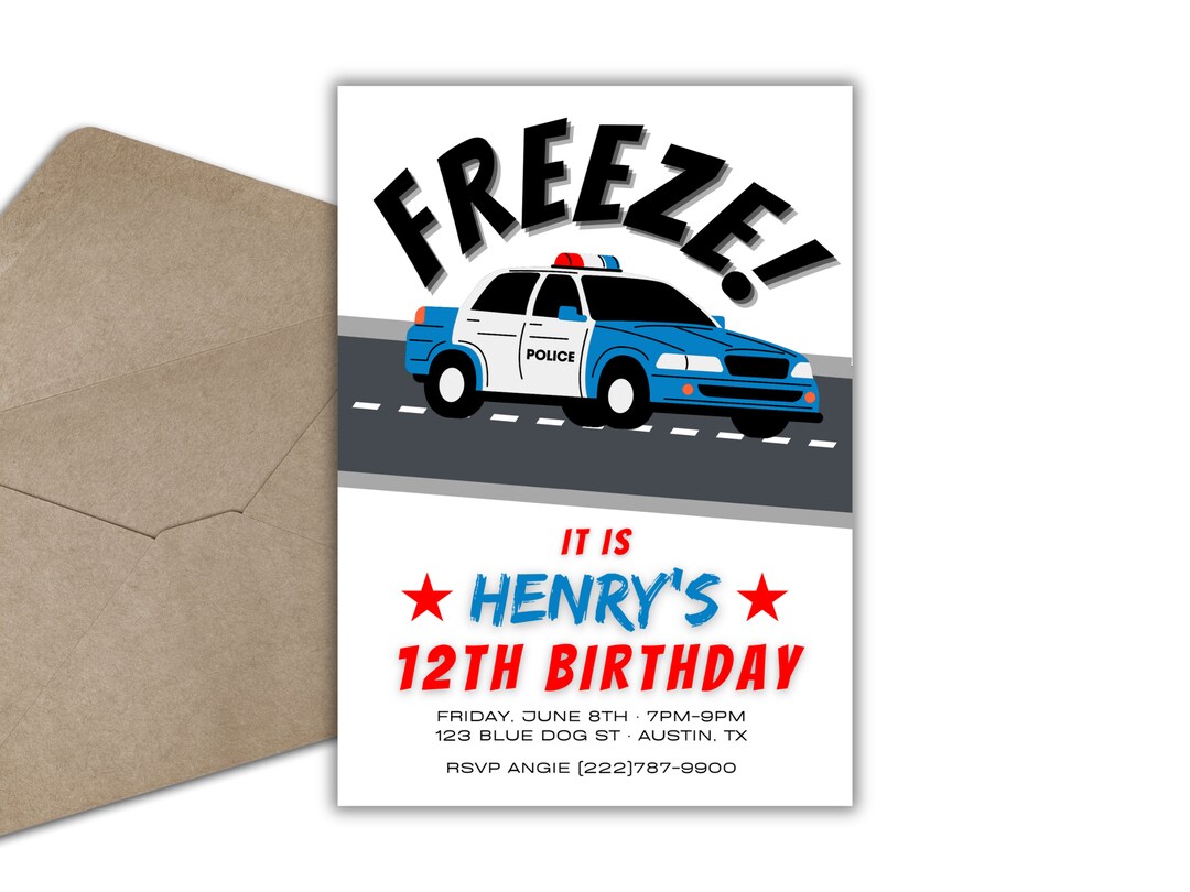 Police Themed Birthday Invitation Template - Police Birthday Invitation ...