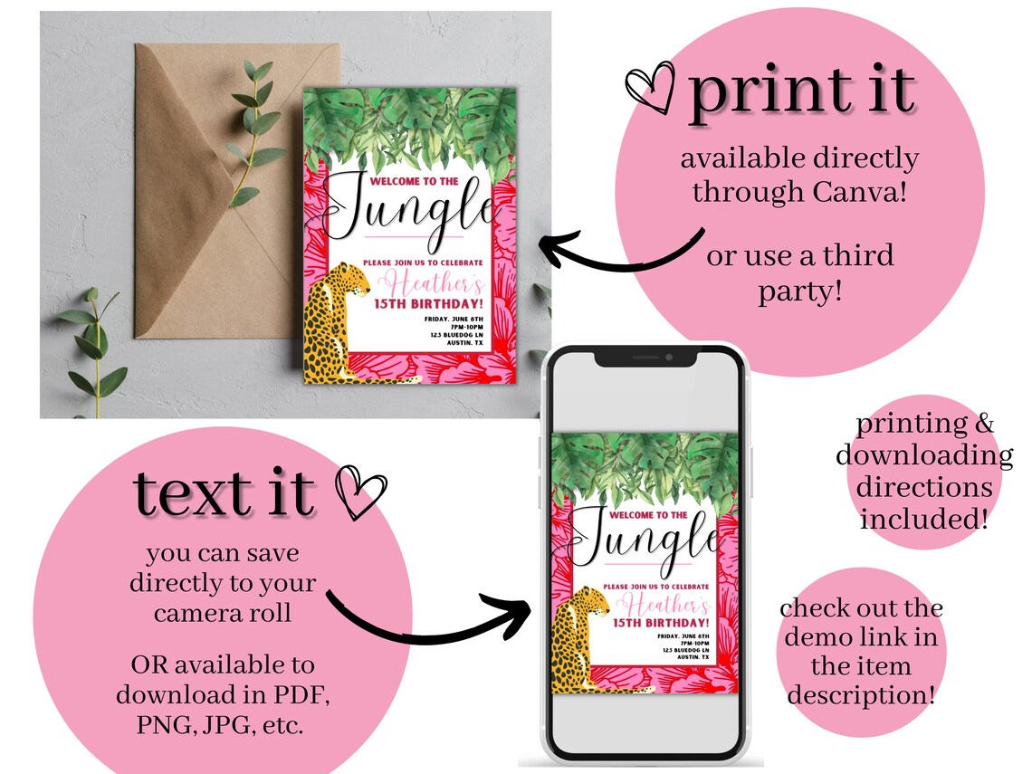 Editable Jungle Party Invitation WILD Animal Invitations - Etsy
