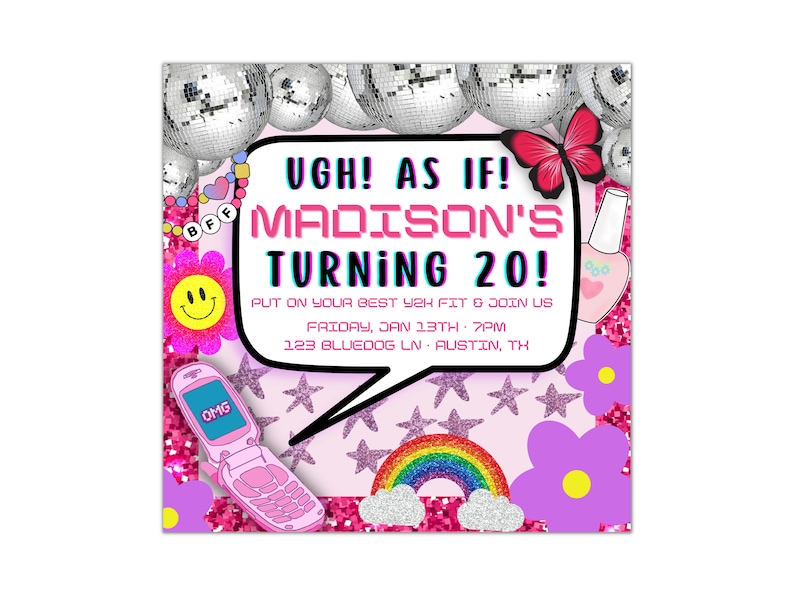 2000s Invitation Template Y2k Birthday Invitation 90s - Etsy