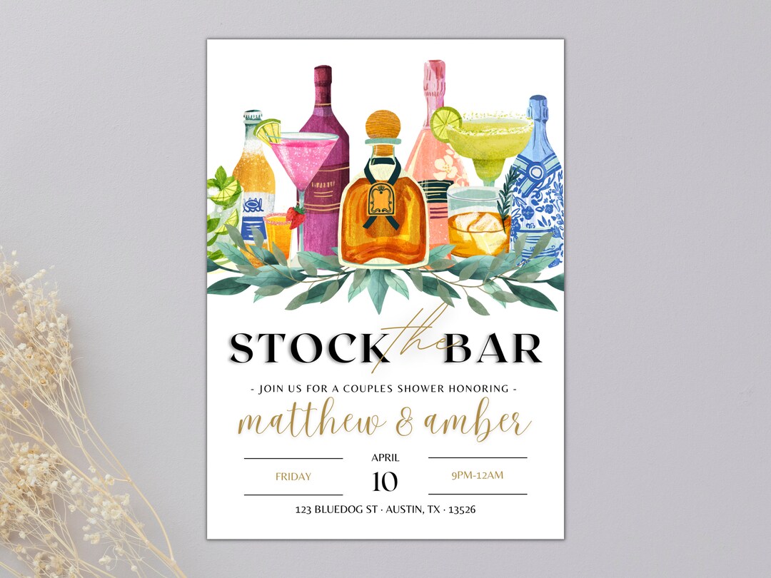 Stock the Bar Invitation Template: Couples Shower, Editable (printable ...