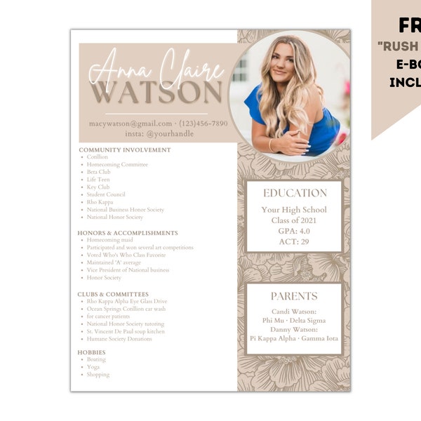 Fraternity Rush Template - Etsy