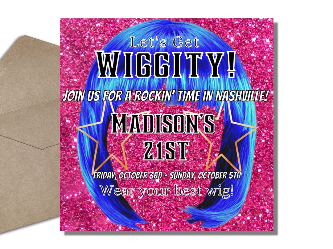 Wig Party Invitation Template - Let's Get Wiggity Invitation - Wig ...
