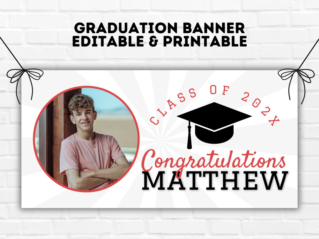 Graduation Banner - Boys Graduation Banner - Graduation Entryway Sign ...
