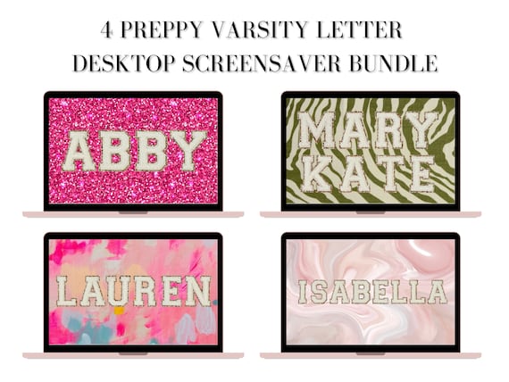 Preppy Varsity Letter Desktop Screensaver Bundle includes All | Etsy