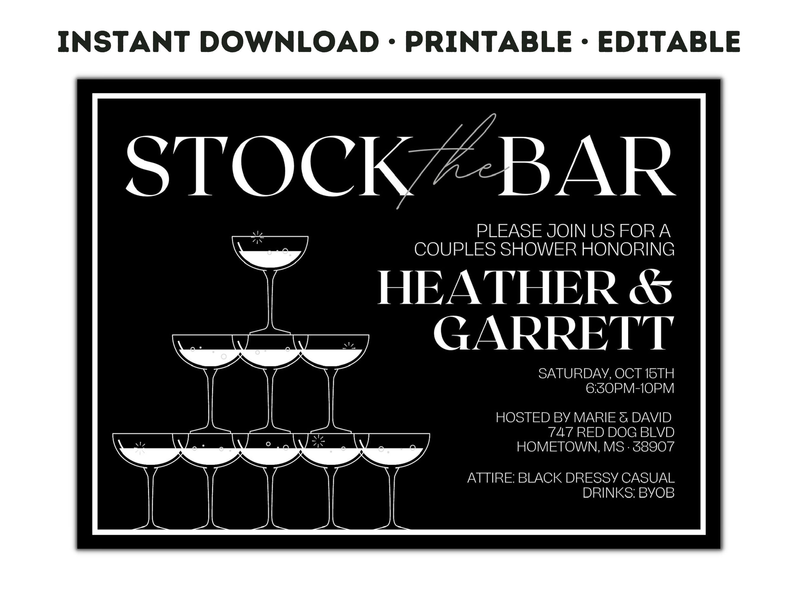 Stock the Bar Invitation Template Couples Wedding Shower - Etsy