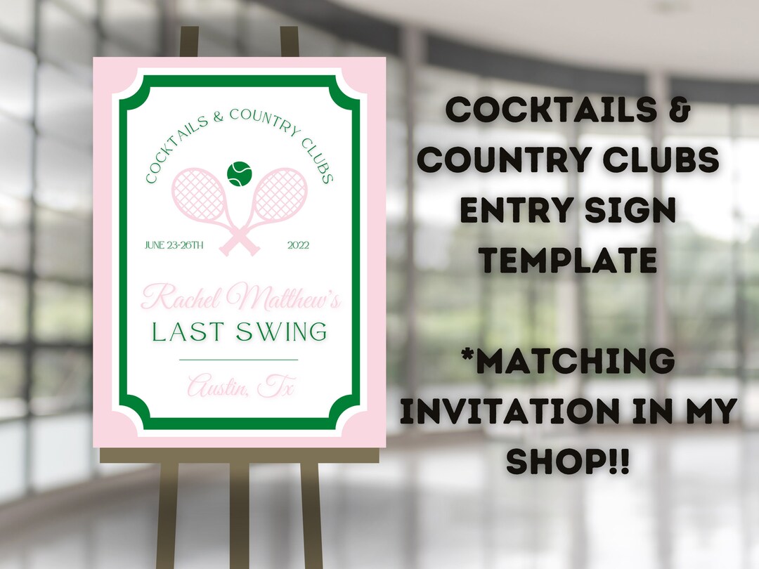 Cocktails & Country Club Sign - Country Club Bachelorette - Entry Way ...