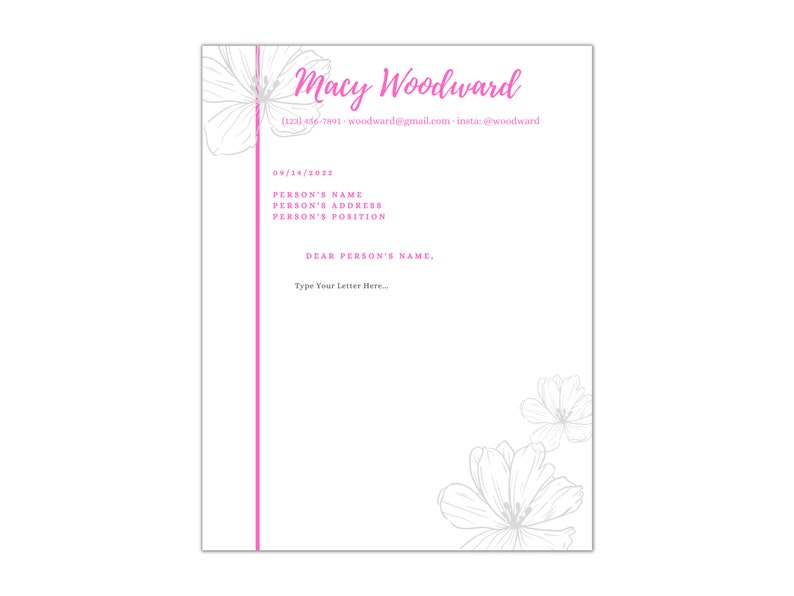 Sorority Resume Template: Editable Cover Letter (canva) - Etsy