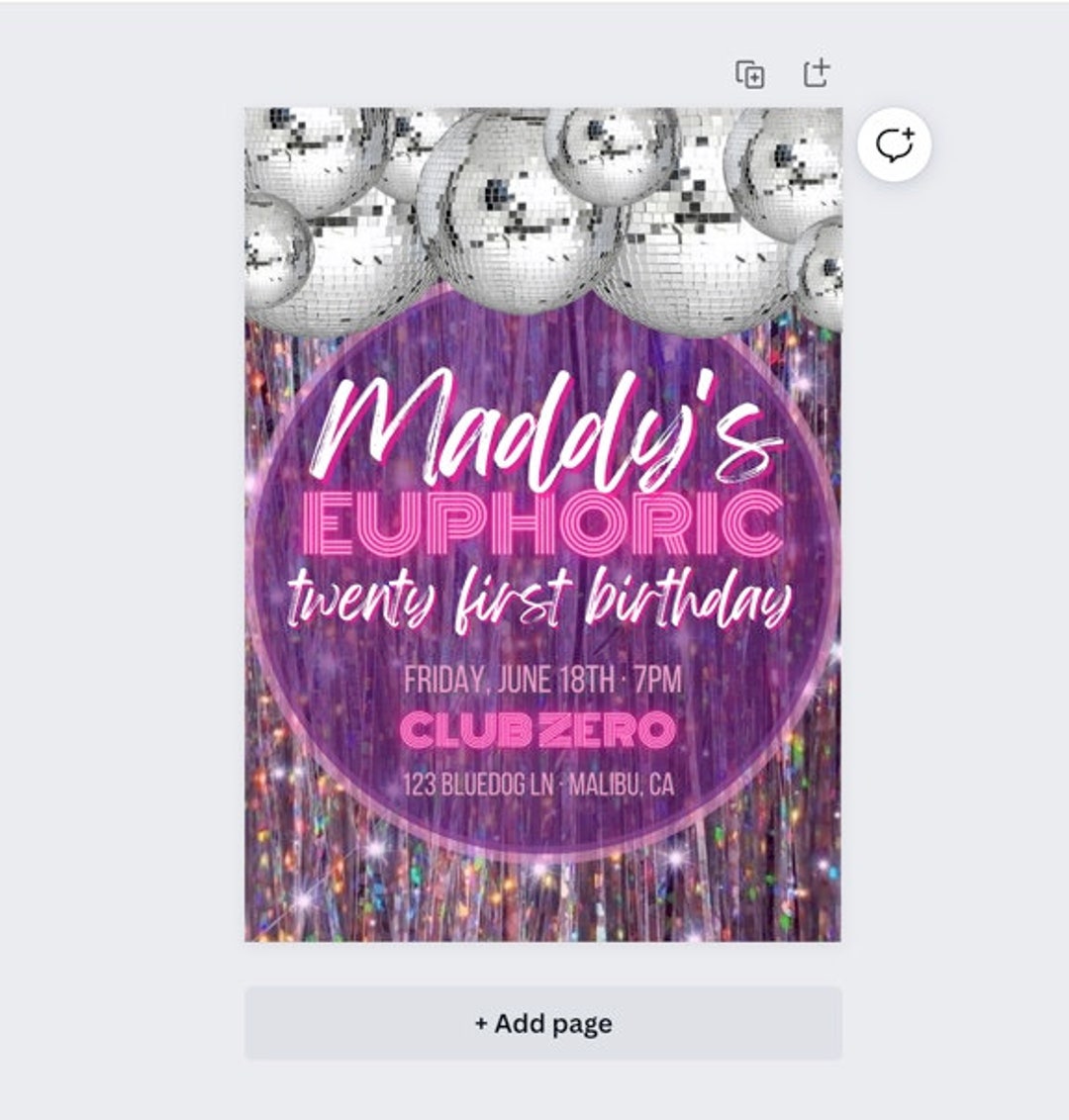 Printable and Electronic Euphoria Birthday Party Invitation - Etsy
