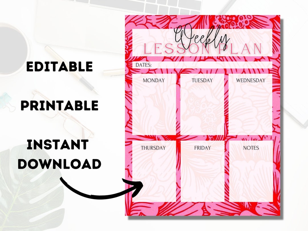 Weekly Lesson Plan Template - Teacher Lesson Plan - Editable - Digital ...