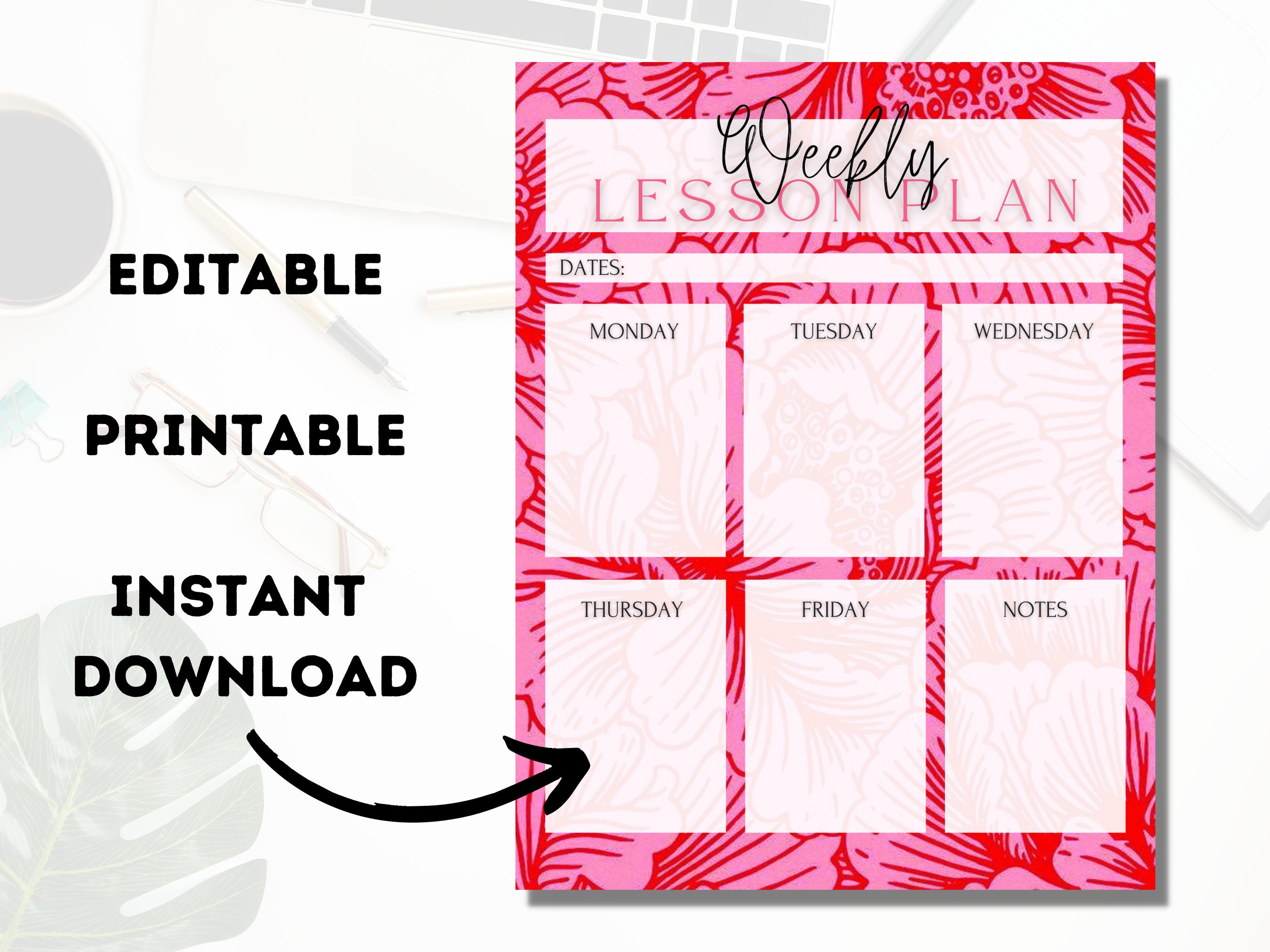 Weekly Lesson Plan Template Teacher Lesson Plan Editable Digital ...