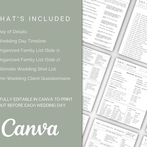 Wedding Photographer Timeline, Wedding Day Organizer Template ...