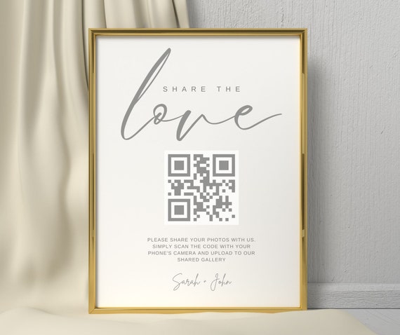 Share the Love QR Code Sign Template Scannable Photo Sharing - Etsy