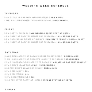 Wedding Weekend Planner | Wedding Organizer | Wedding Day Timeline ...
