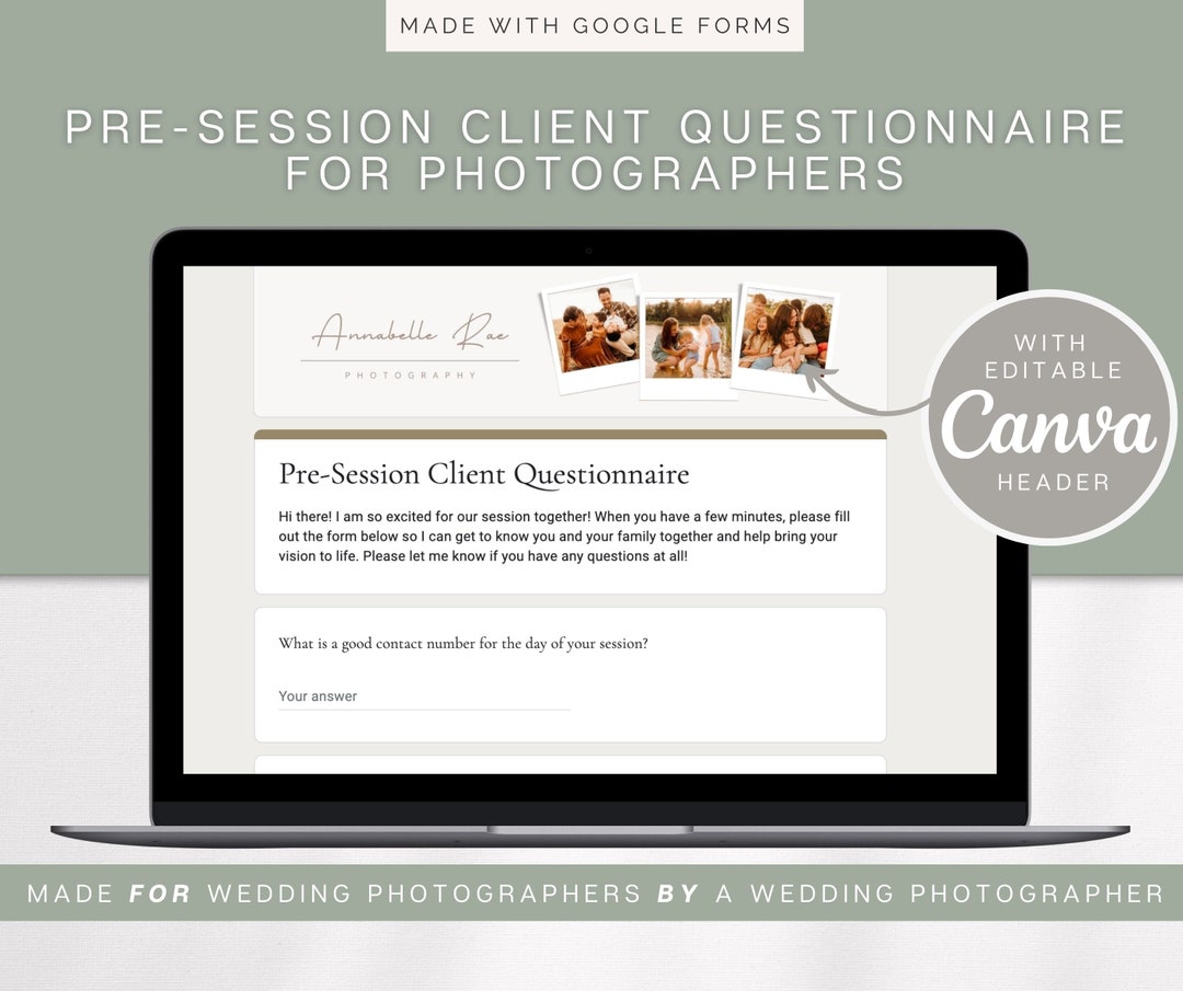 Photographer Questionnaire, Photographer Template, Photographer Form ...