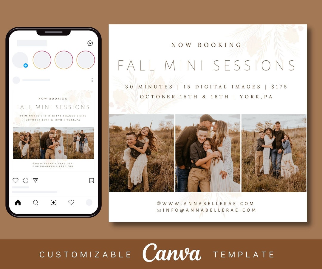 Fall Mini Session Template, Canva Mini Session, Photography Template ...