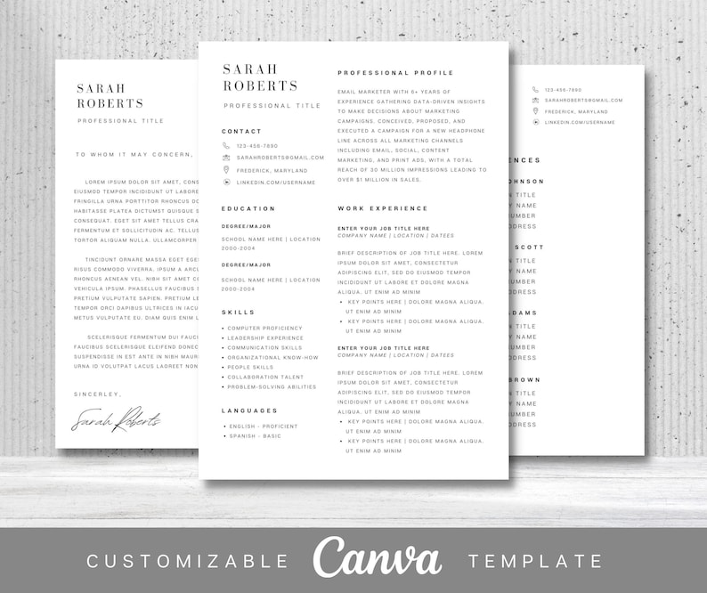 Canva Professional Resume Design | CV Template | CV Resume Template ...